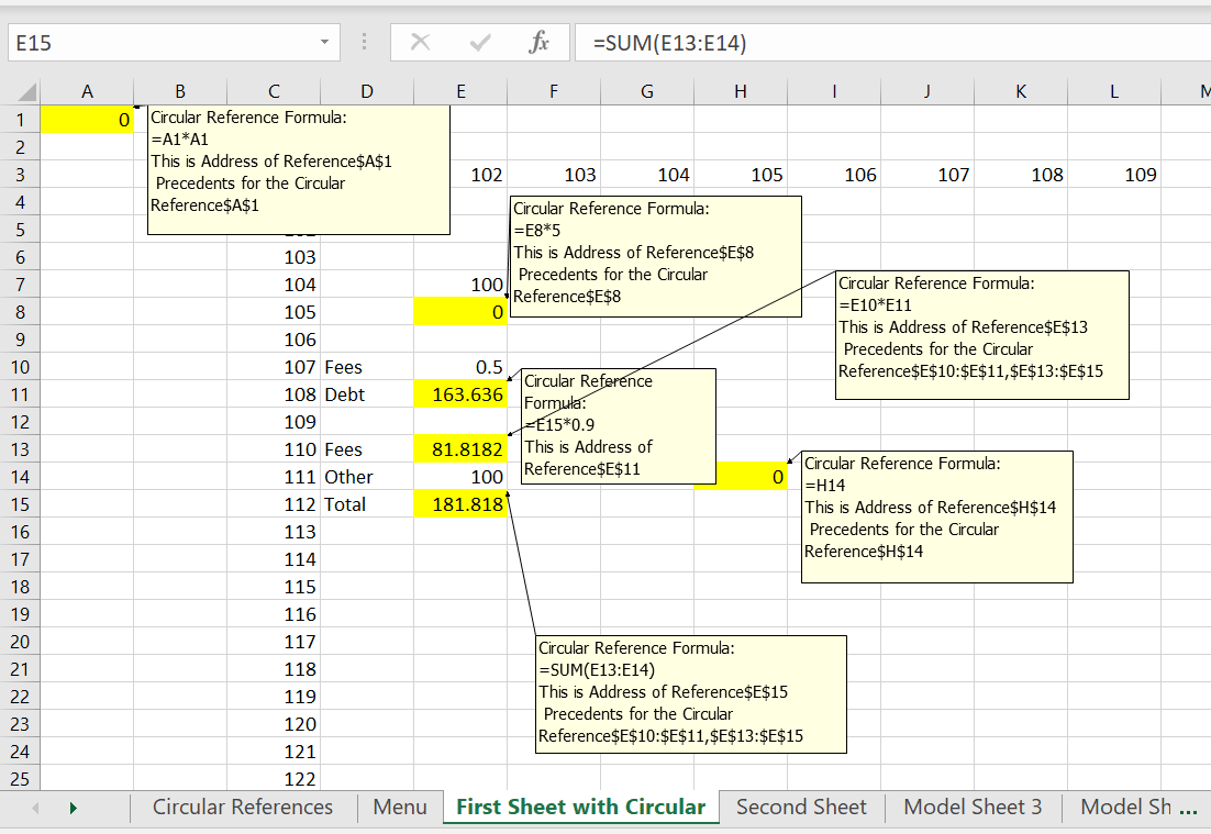 Finding Circular References – Edward Bodmer – Project and Corporate Finance