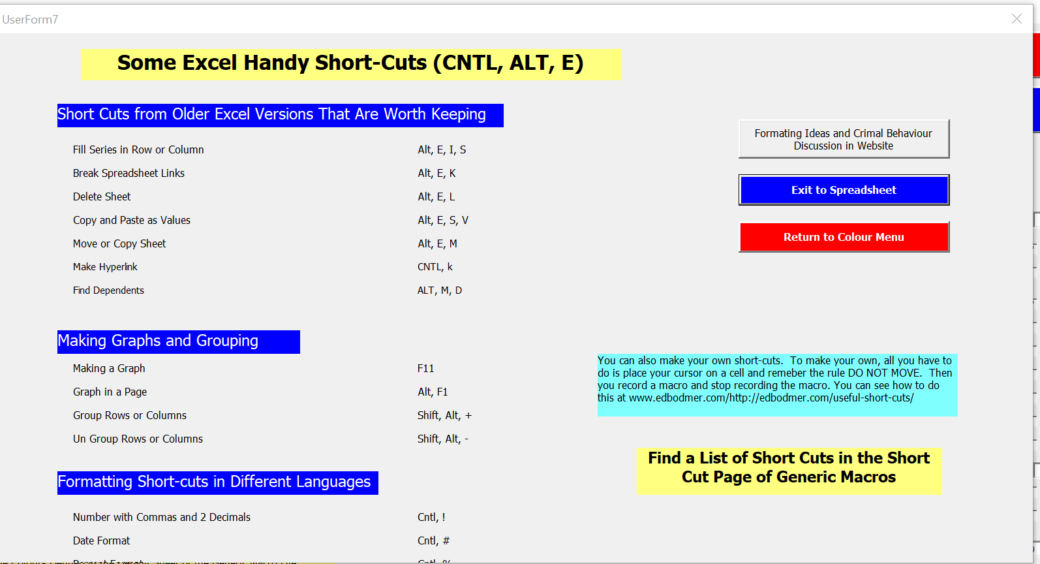 Useful Short-Cuts, Creating Your Own Short-Cuts, Macros – Edward Bodmer ...
